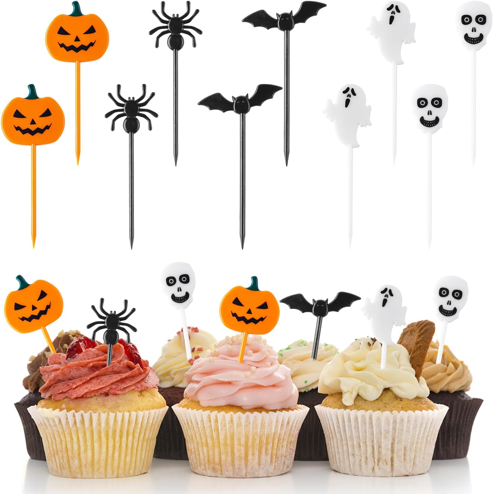 Amazon.com | 100pcs Plastic Halloween Toothpicks Cupcake Topper Cake ...