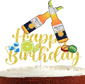 Amazon.com: Beer Cake Topper for Men Women Birthday Oktoberfest Cheers ...