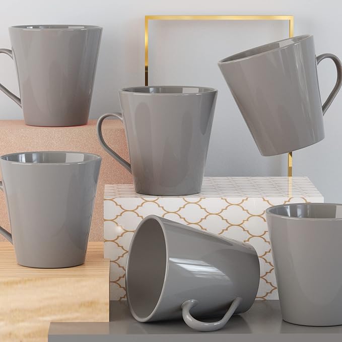 Buy The Earth Store Conical Grey Coffee Mug Set of 6 Ceramic Milk Mugs ...