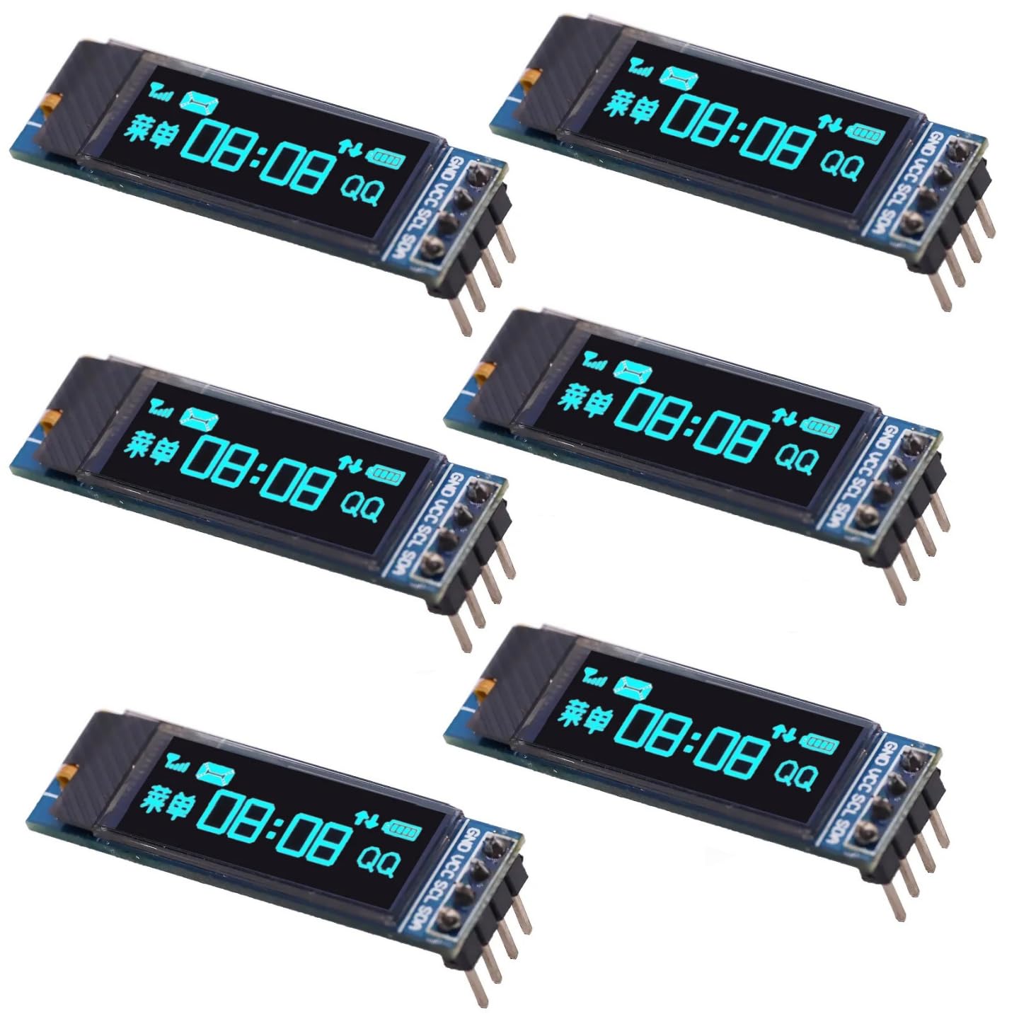 Snapklik.com : 6 PCS 0.91 Inch OLED Display I2C Display Module IIC OLED ...