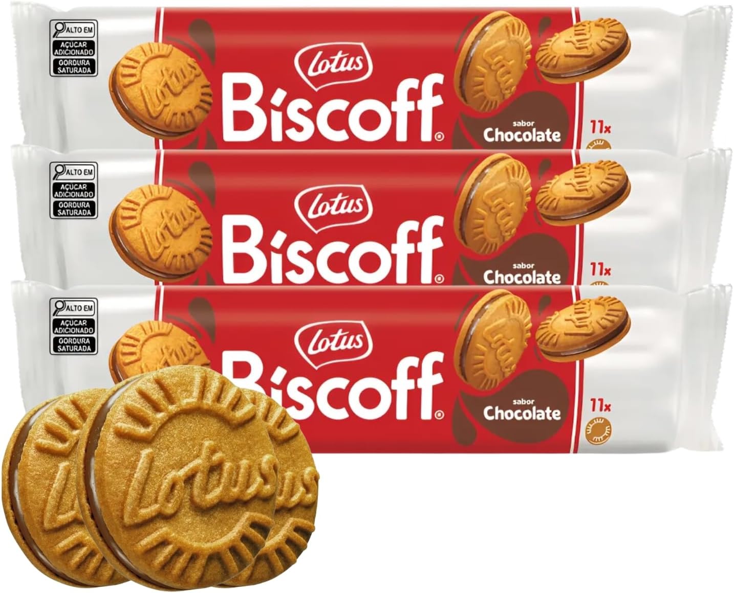 Kit 3x Bolacha Recheada Lotus Biscoff Sandwich Chocolate 110g ...