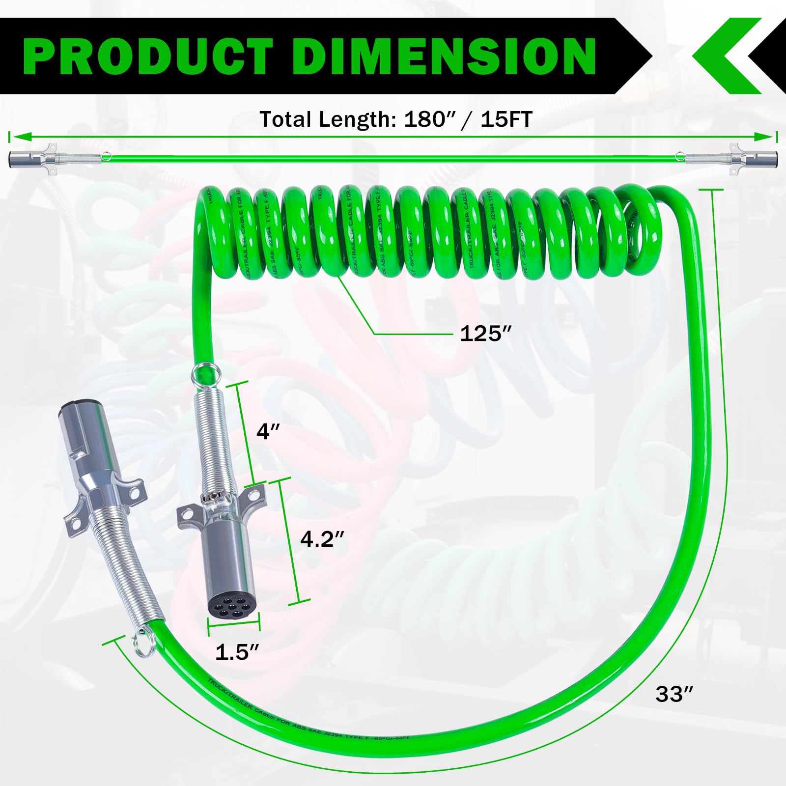 Snapklik.com : 7 Way Coiled Trailer Cord 15FT Long Tail ABS Electrical ...