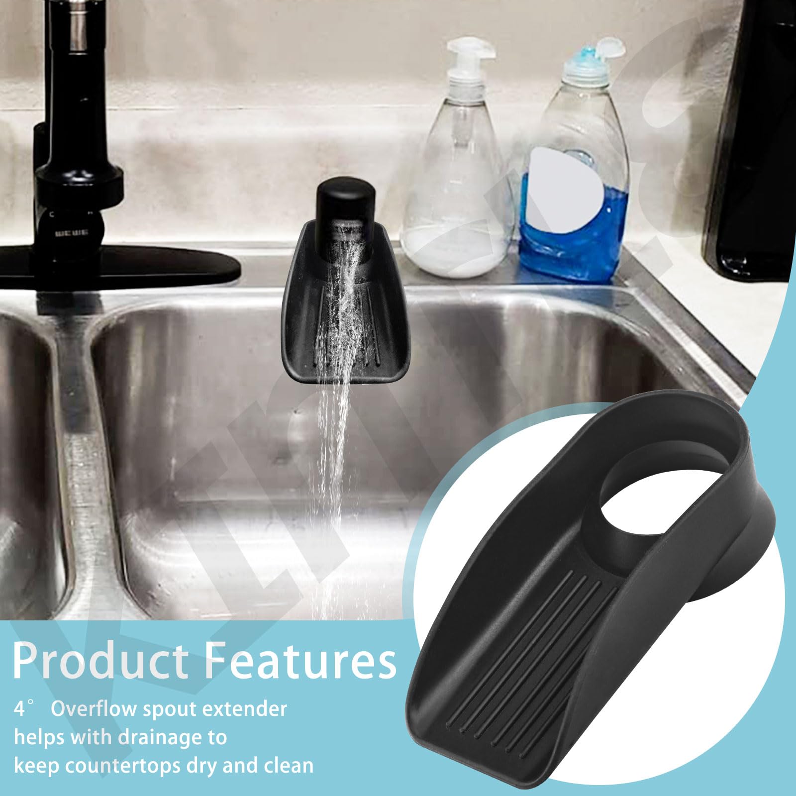Snapklik.com : Black Dishwasher Air Gap Cover Water Ramp Silicone ...