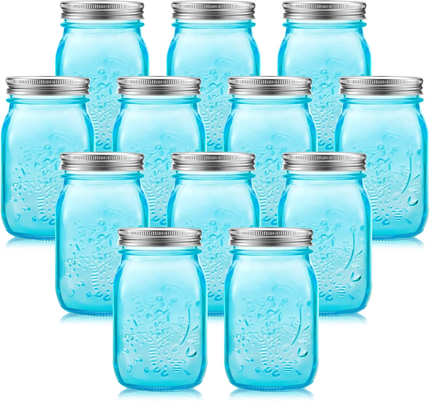 Amazon.com: 12 Pieces 32 oz Colored Mason Jars Glass Mason Jars with Lids Glass Wide Mouth ...