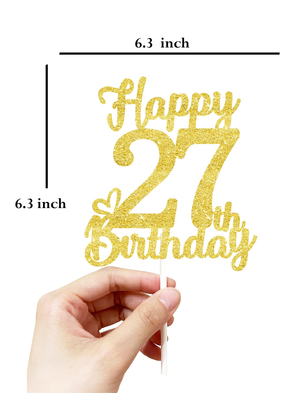 Snapklik.com : 27 Birthday Cake Toppers-Gold Glitter, 27th Cake Topper ...