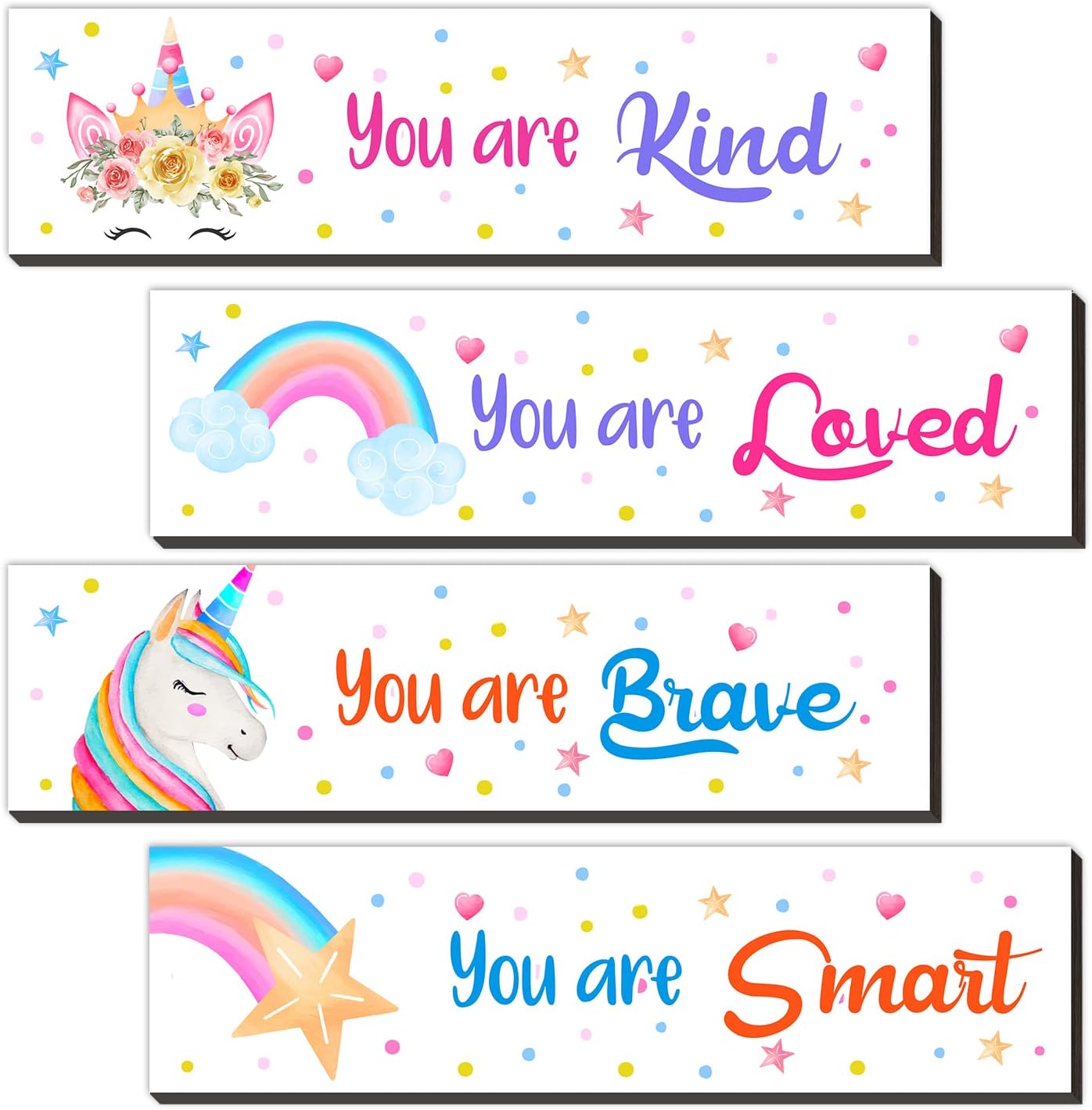 Amazon.com: wuguimeii 4 Pieces Unicorn Wall Art Prints, Unicorn Rainbow ...