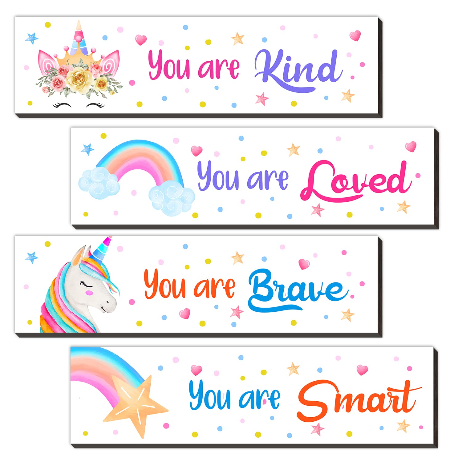 Amazon.com: wuguimeii 4 Pieces Unicorn Wall Art Prints, Unicorn Rainbow ...