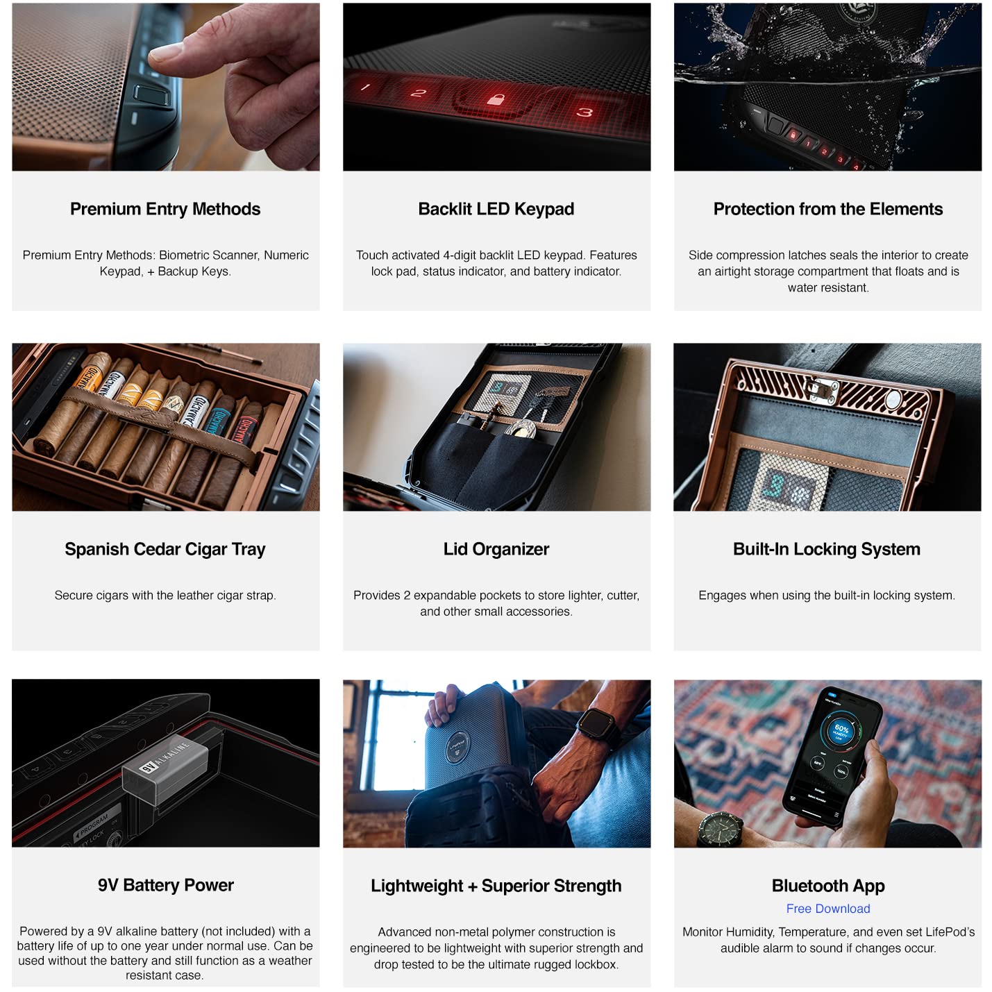 Snapklik.com : VAULTEK LifePod Humidor Cigar Lock Box Waterproof Travel ...