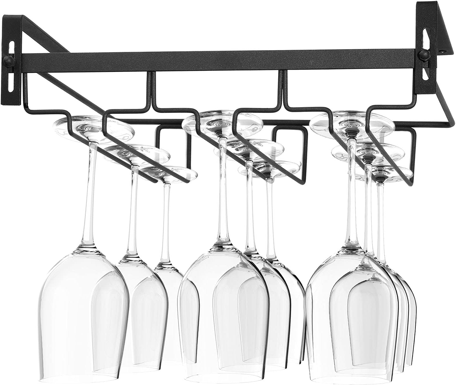 Amazon.com: Wine Glass and Mug Holder Under Cabinet - Adjustable ...