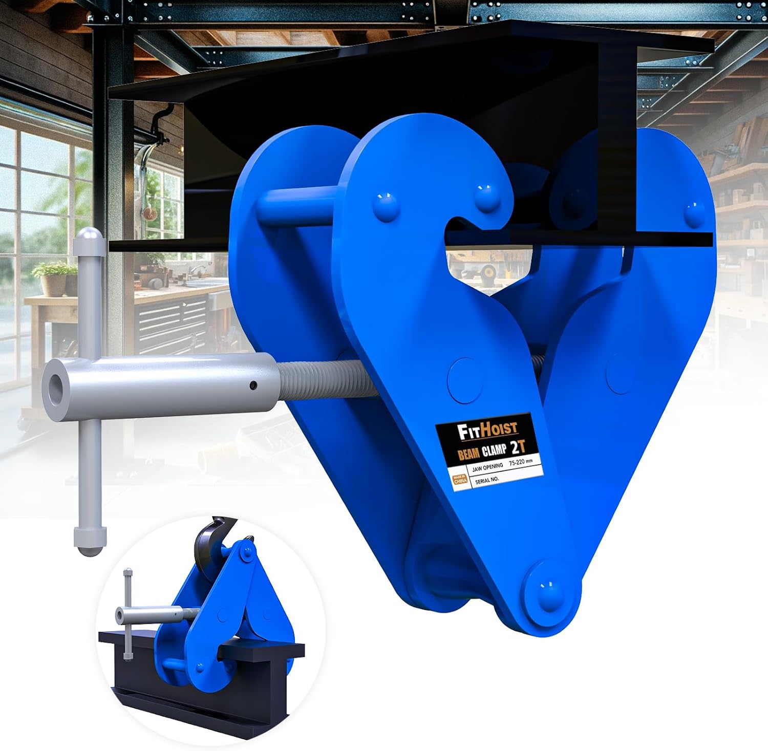 FITHOIST Beam Clamp 4400lbs | 2 Ton Load Capacity I Beam Clamp ...