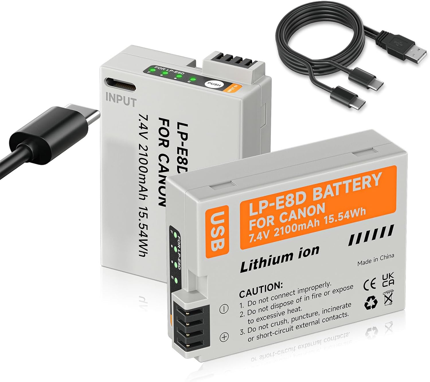 Amazon.com: Mspalocell LP-E8 Battery 2 Pack Rebel T3i Battery LP-E8 USB ...