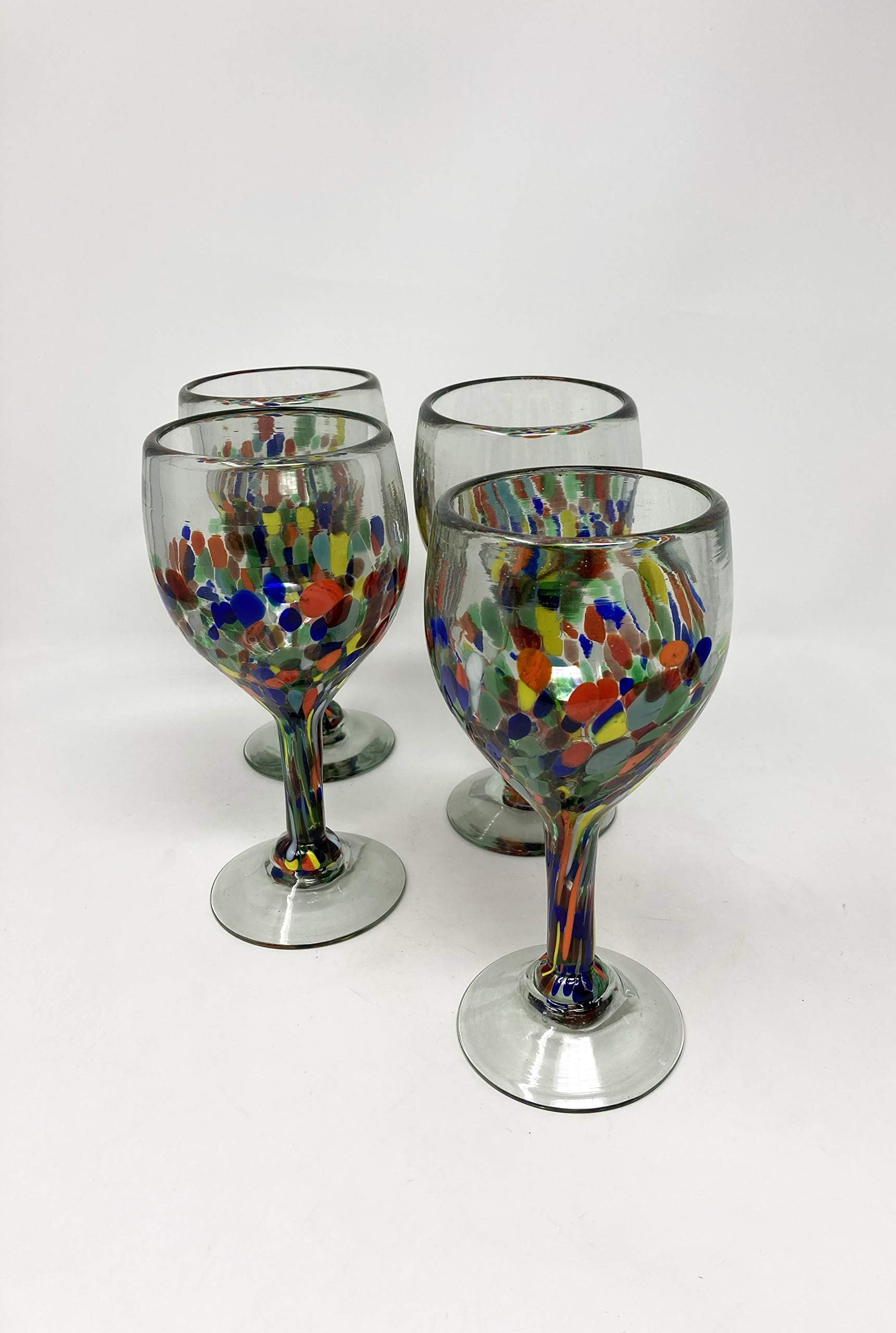 Amazon.com | Set of 2 Handblown Pebbled Texured Wine Glass,100% Made in ...
