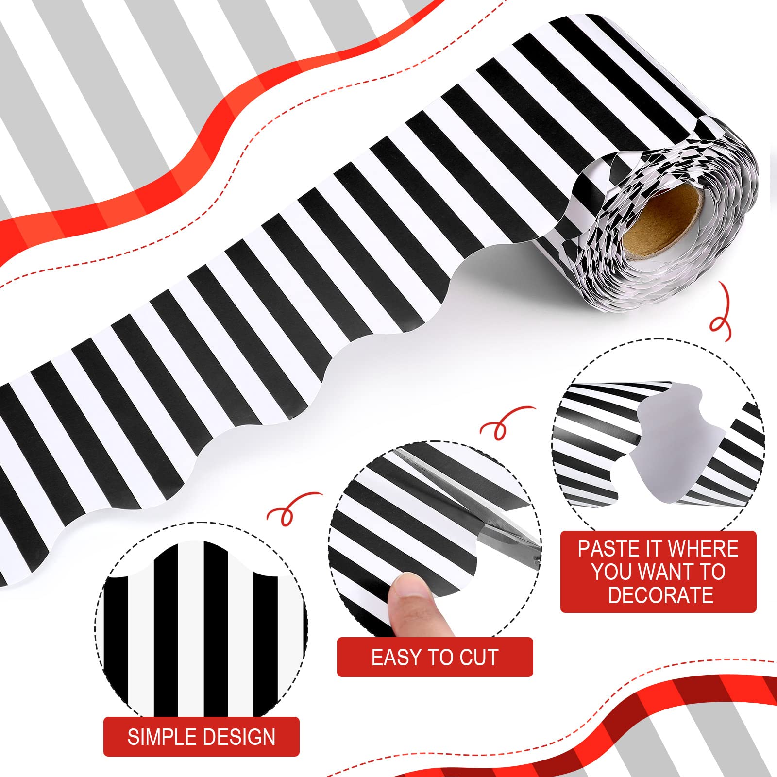 Snapklik.com : 65 Feet Scalloped Bulletin Board Border Self Stick ...