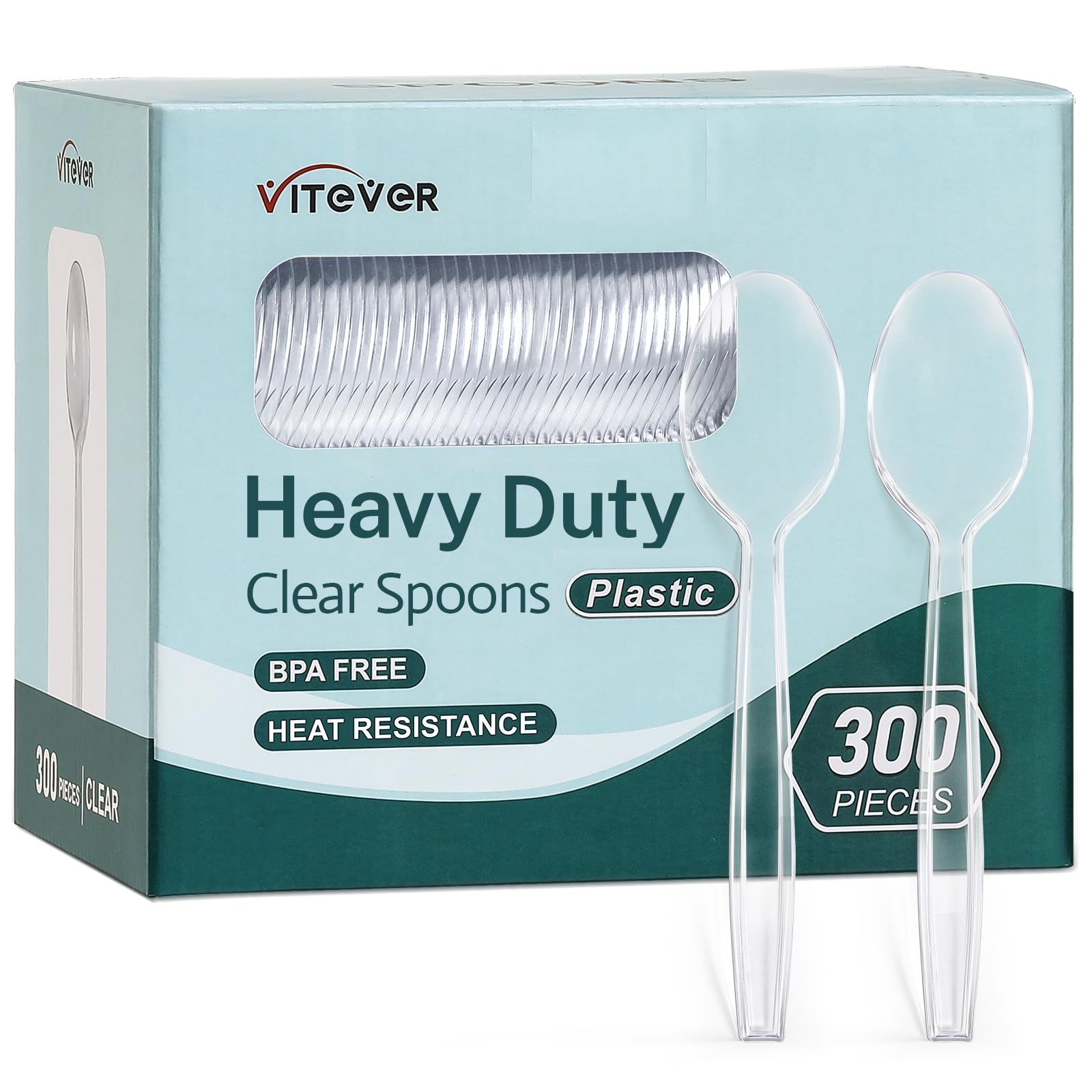 Amazon.com: [300 Count] Clear Heavy Duty Plastic Spoons, Heavyweight ...