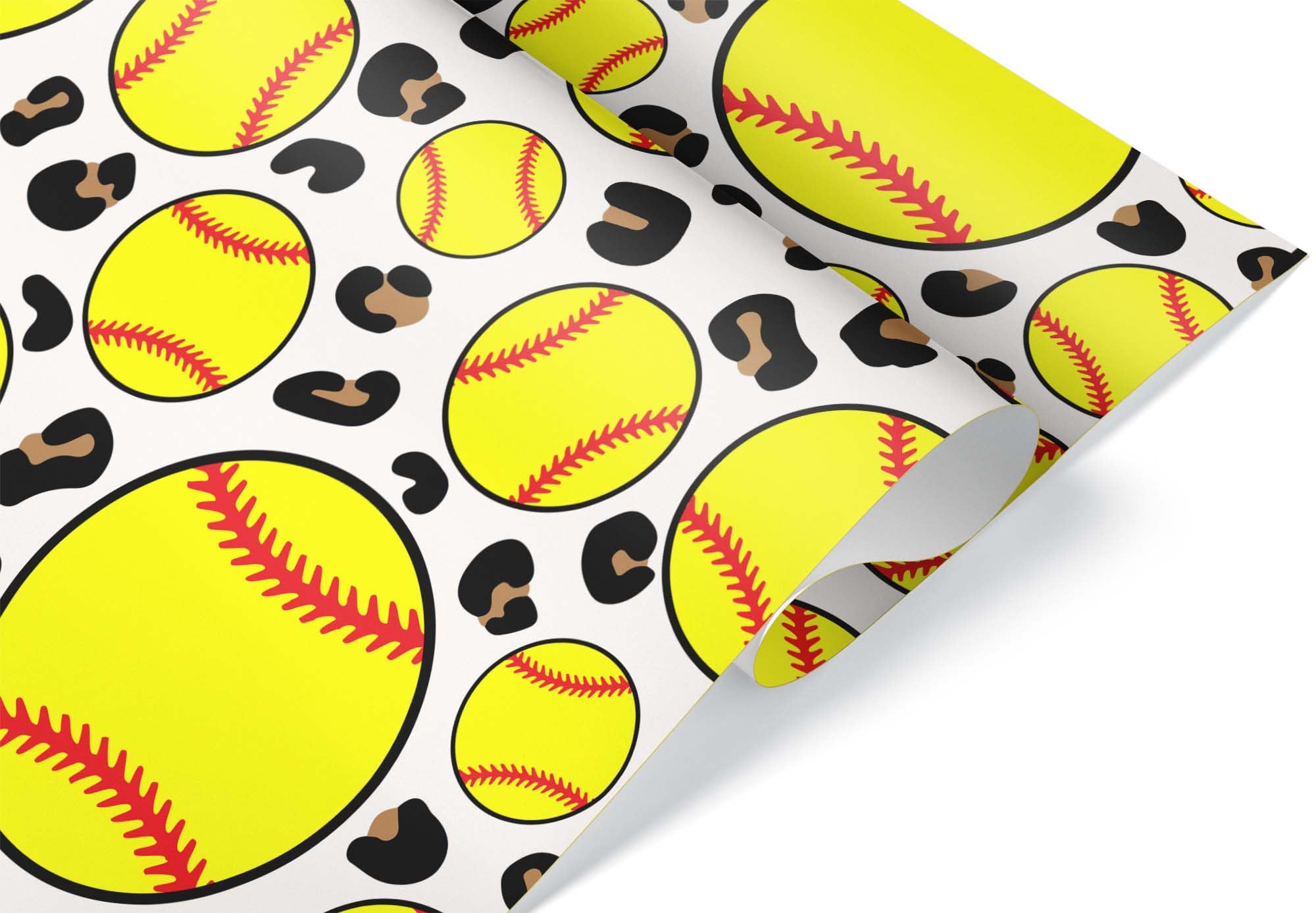 Amazon.com: Leapard Softball Gift Wrap Yellow Softball Wrapping Paper ...