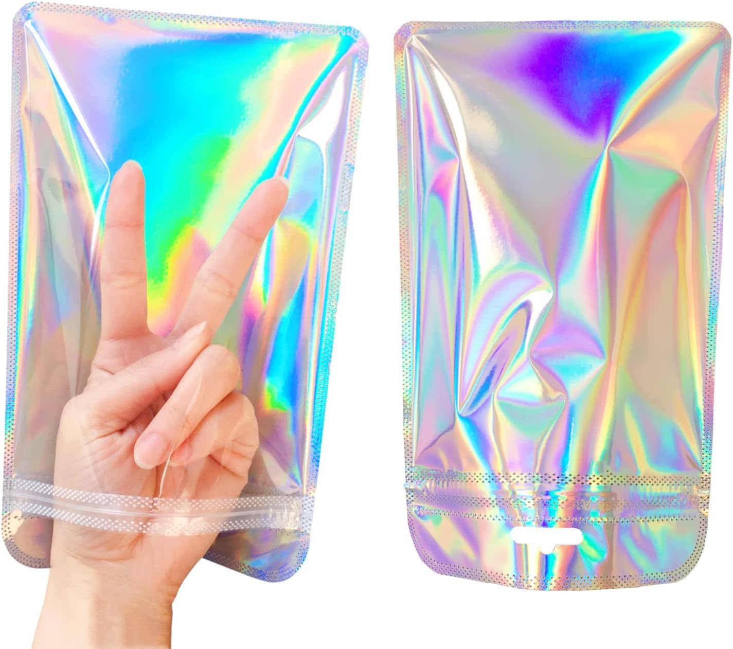 Buy Birthday Popper Silver Holographic Ziplock Bags | Set of 20, 5.31 x ...