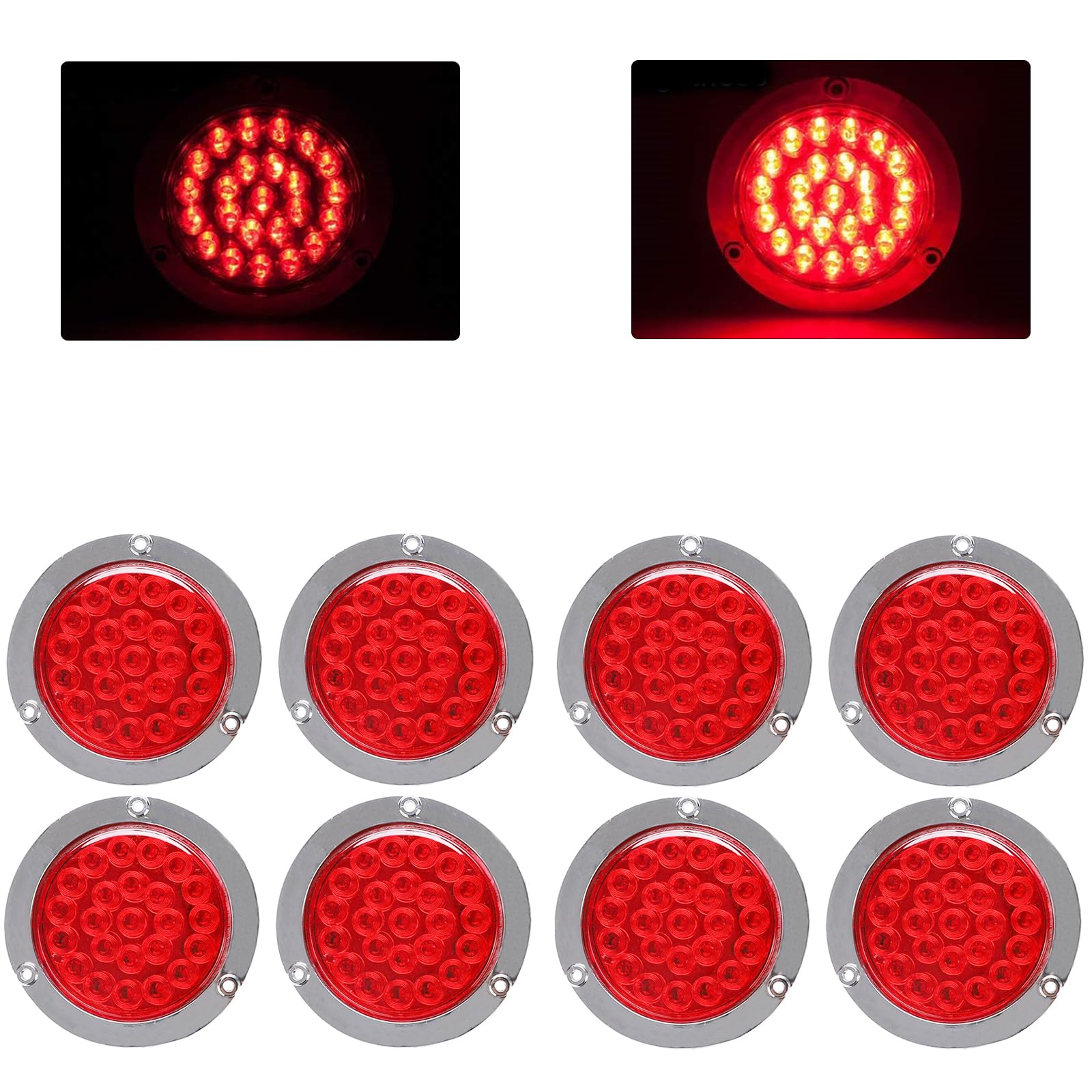 Snapklik.com : BLACKHORSE-RACING 8PCS 4" Round 24 LED Truck Trailer ...