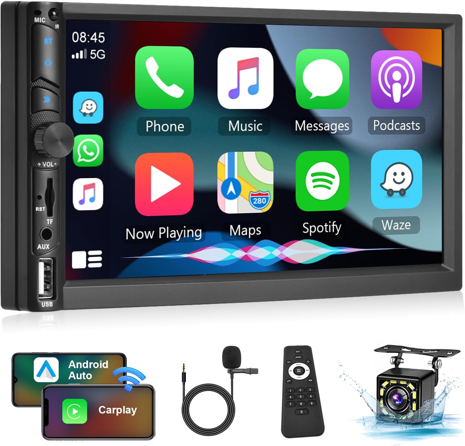 Amazon.com: PLZ Single Din Car Stereo Wireless Apple Carplay Android ...