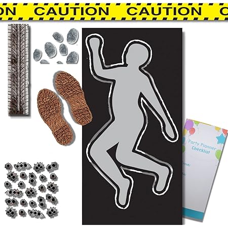 Amazon.com: 8 Pieces Crime Scene Decorations Including Body Silhouette ...