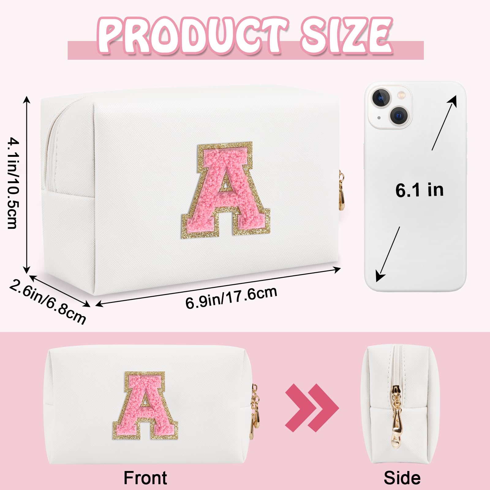 Snapklik.com : Personalized Initial Preppy Patch Makeup Bag, Small ...