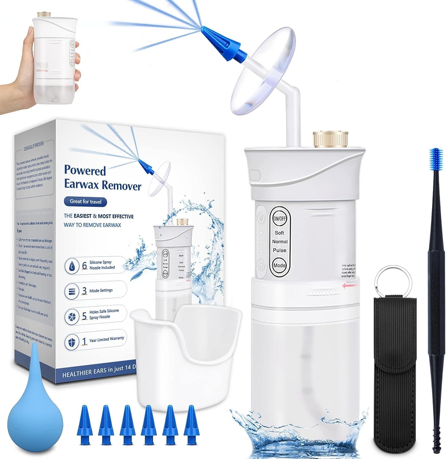 Amazon.com: KAUGIC Upgraded Ear Wax Removal with One-Piece Waste Tank ...