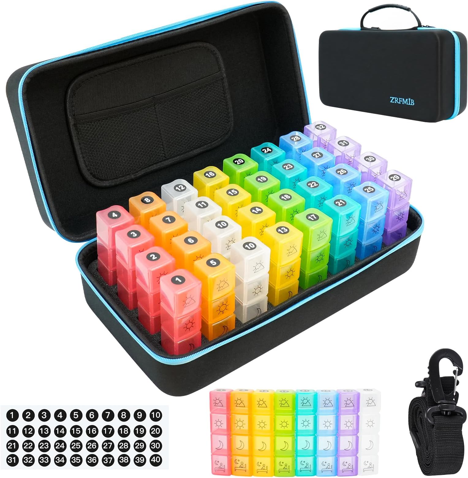 Amazon.com: ZRFMIB Monthly Pill Organizer 4 Times a Day, 30 Day Travel ...
