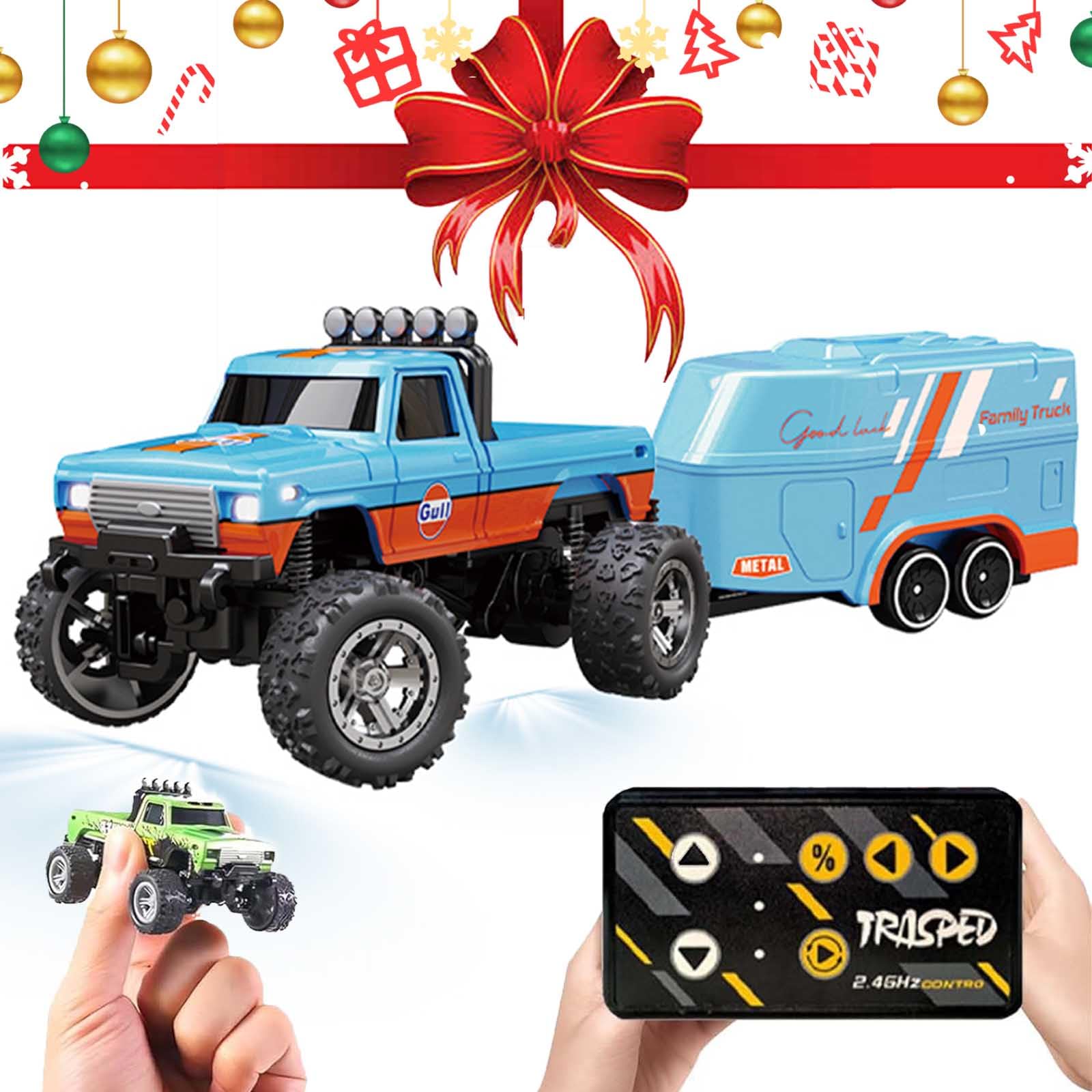 Amazon.com: Mini Rc Monster Truck, Mini Rc Truck with Trailer, Mini Rc ...