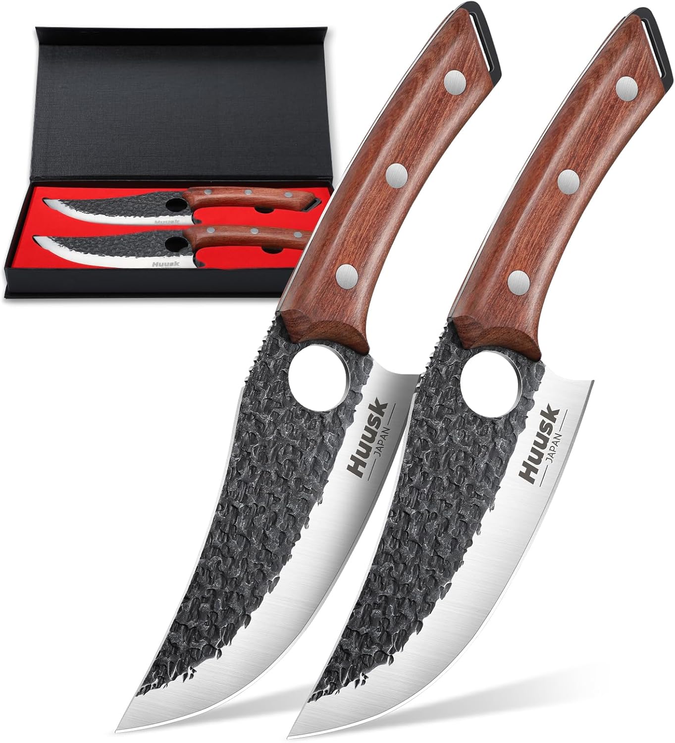 Amazon.com: Huusk Viking Knife Set of 2, Japanese Butcher Knife Set for ...