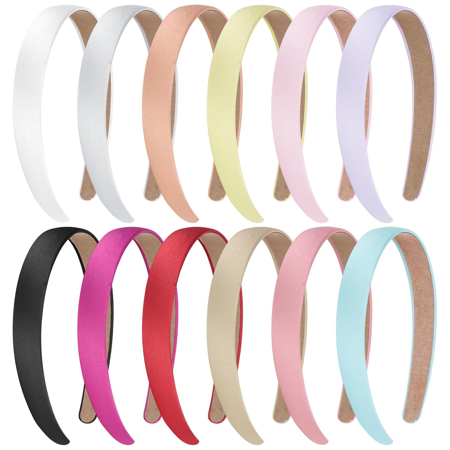 Amazon.com : Amariver 12Pcs Satin Headband for Women 0.8inch Satin ...