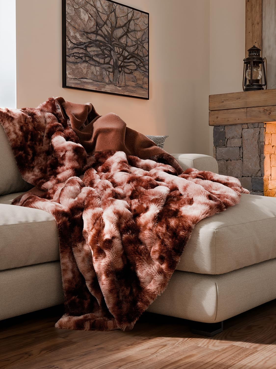 Amazon.com: Fluffy Throw Blanket Queen Size - Faux Fur Throw for Couch ...