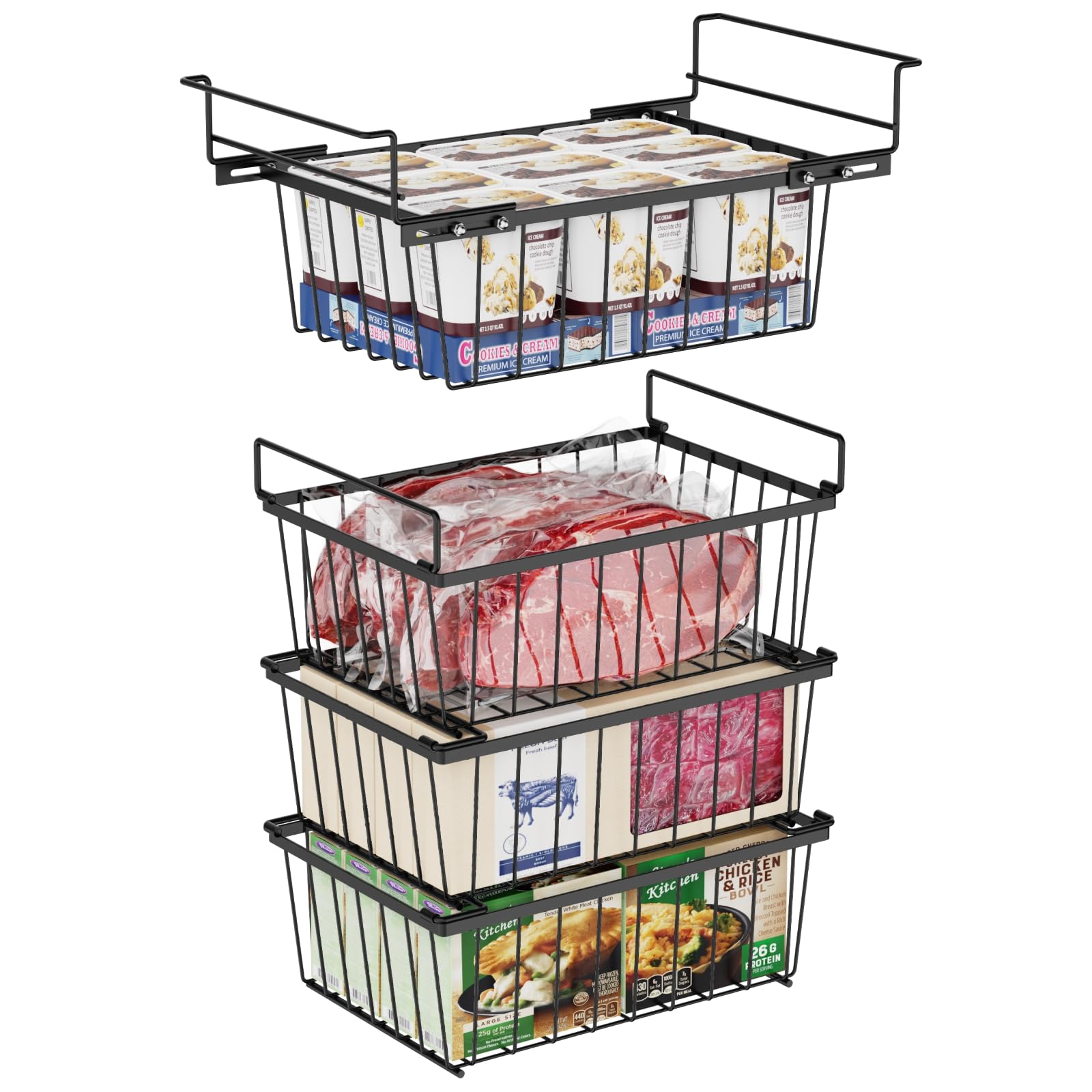 Snapklik.com : iSPECLE Freezer Organizer Bins - 17.5" Length Fit 5 CuFT ...