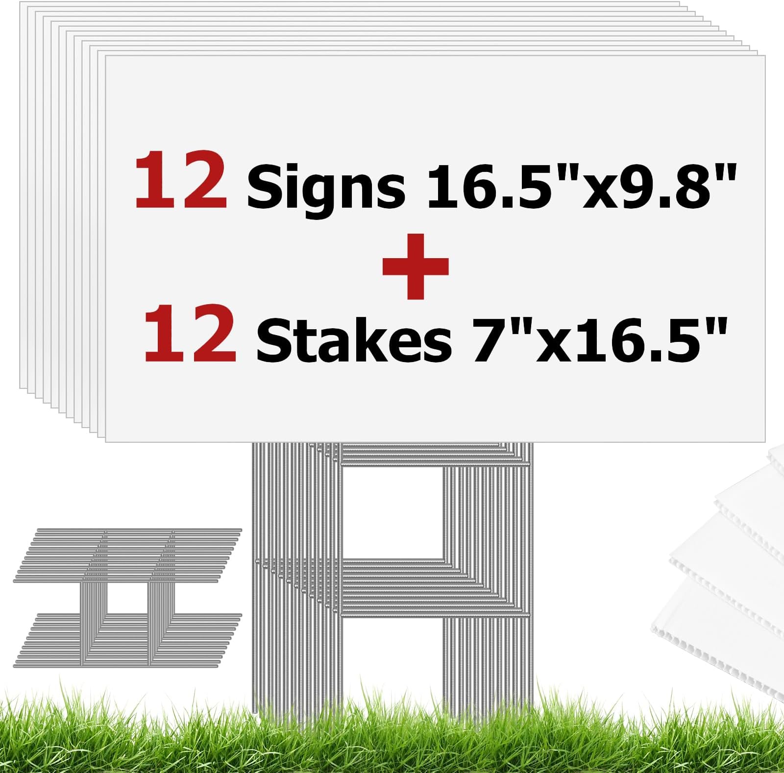 Amazon.com: Gtongoko 12 Pack Blank Yard Signs with Stakes White ...