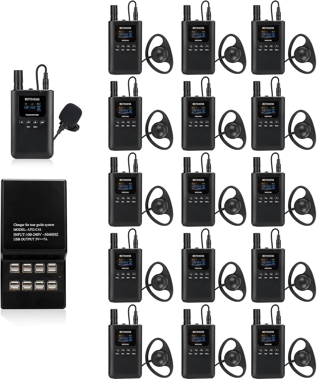 Amazon.com: Retekess TT125 Wireless Tour Guide System Rechargeable,Tour ...