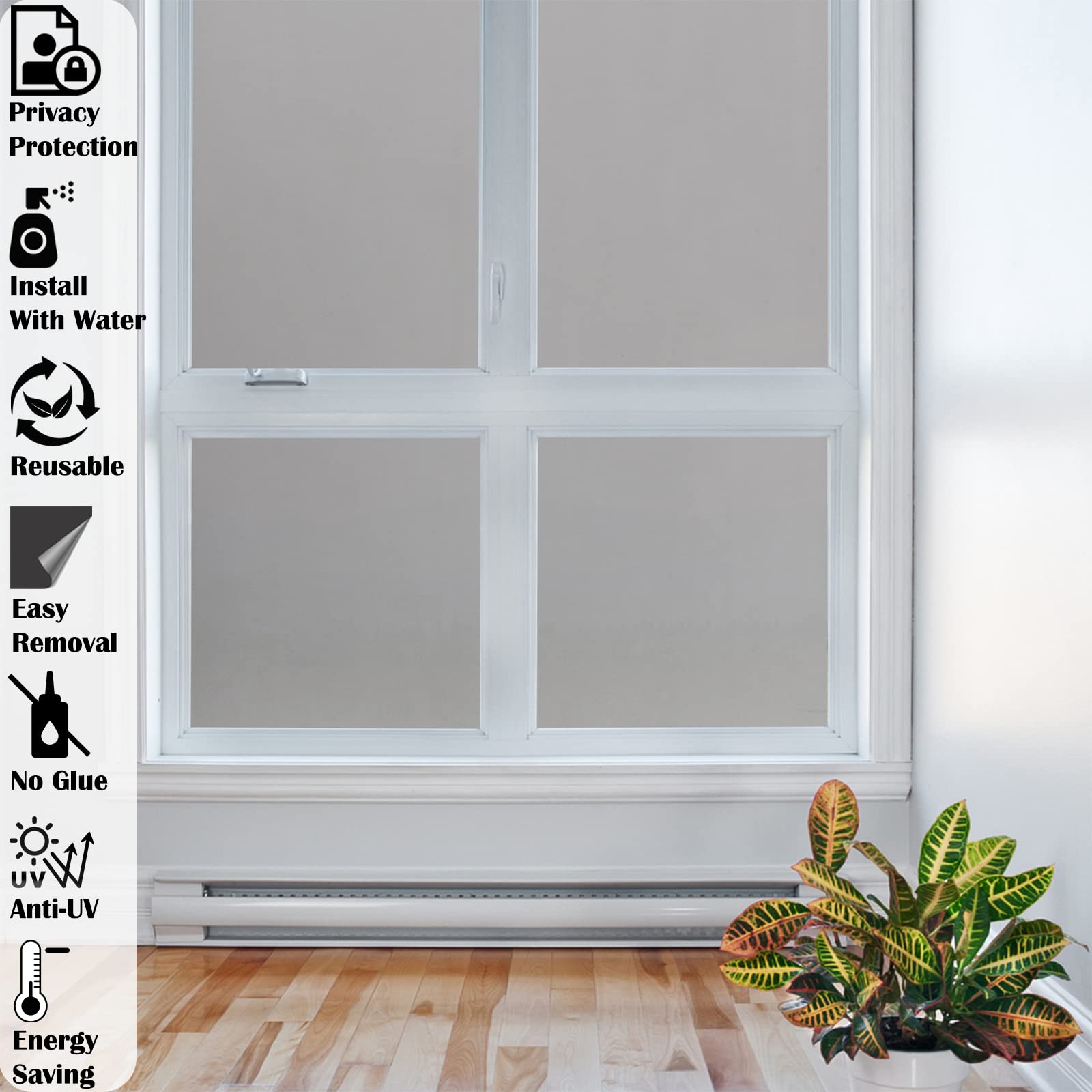 Snapklik.com : Niviy Frosted Glass Window Privacy Film Opaque Window Film Static Cling Non ...