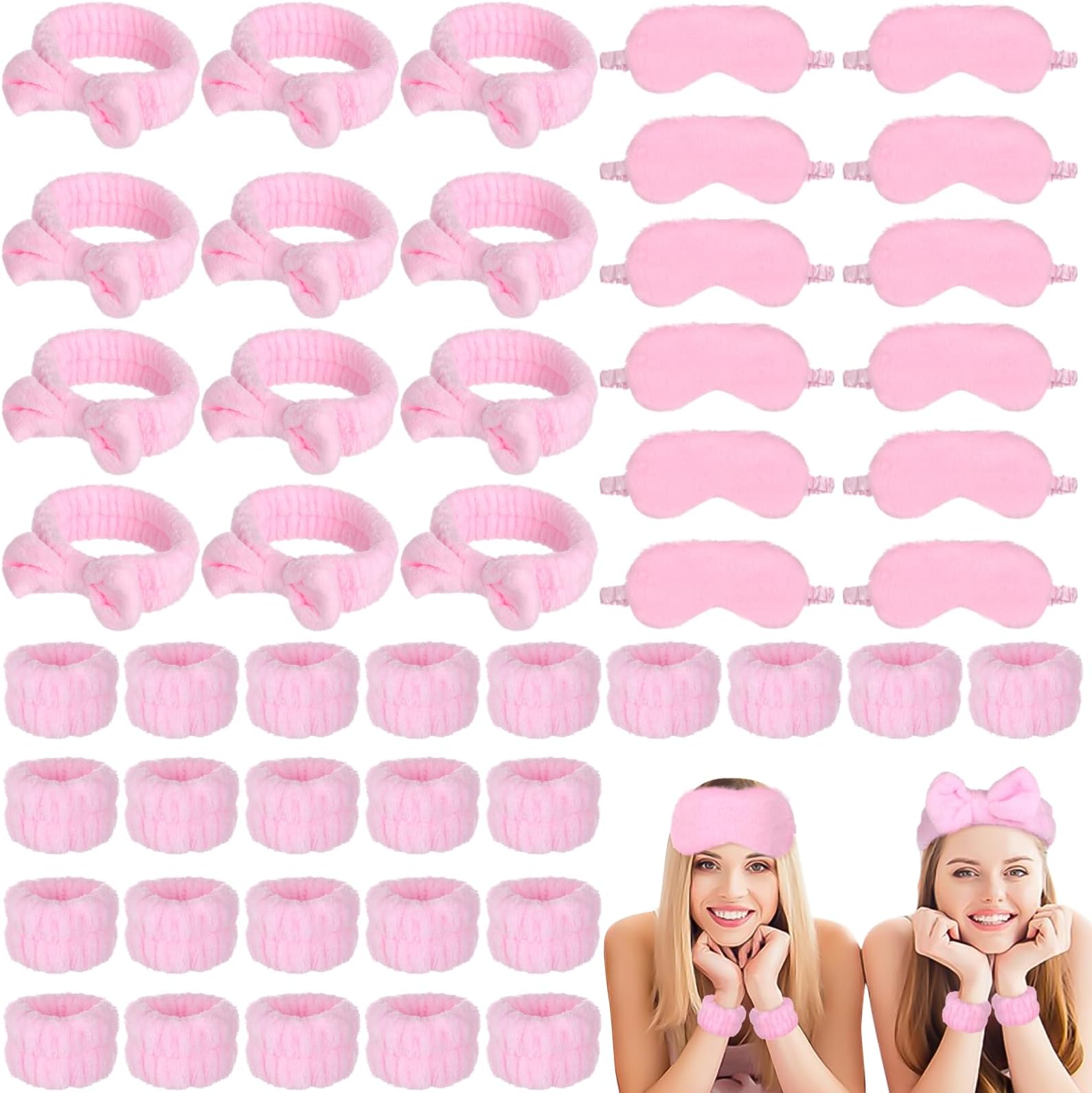 Amazon.com : Lnrueg 48Pcs SPA Kit-12Pcs Spa Headband Bow + 24 Wrist ...