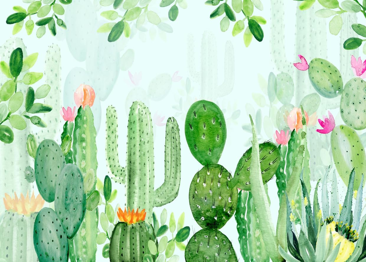 Amazon.com : LYRYGS 7X5ft Cactus Party Backdrop Watercolor Cactus ...