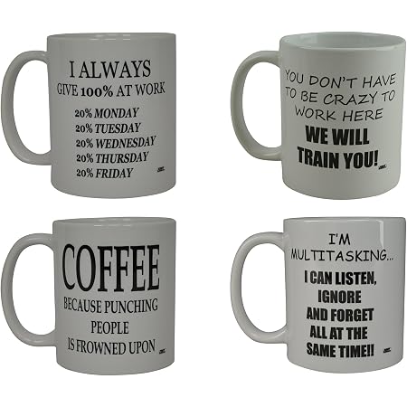 Amazon.com: Funny Coffee Mug Gift Set Work Office Novelty Cup Great ...
