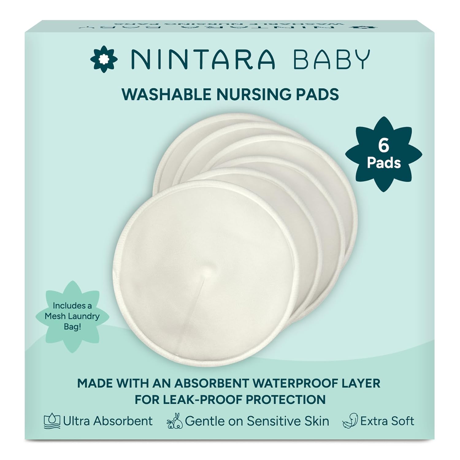 Amazon.com : Nintara Baby Reusable Nursing Pads – Soft & Absorbent ...