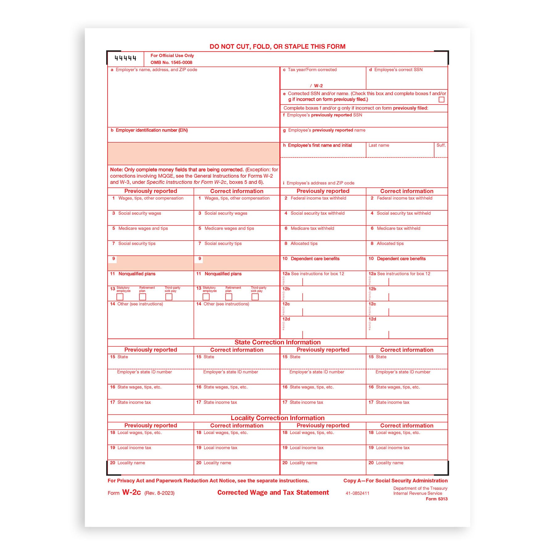 Formulaire W2 2024 Imprimable