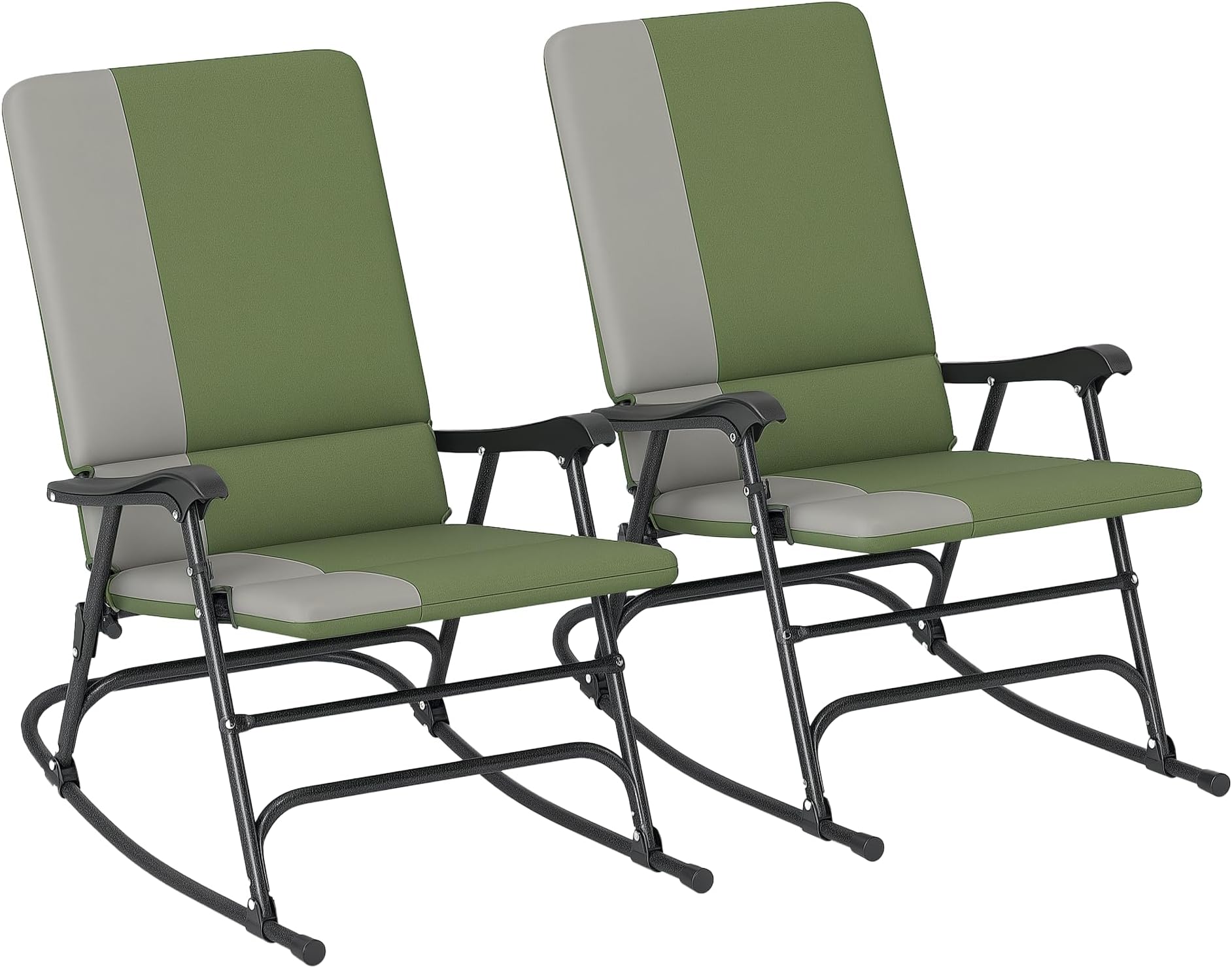 Outsunny Folding Outdoor Rocking Chair Set of 2, Oversized Patio ...