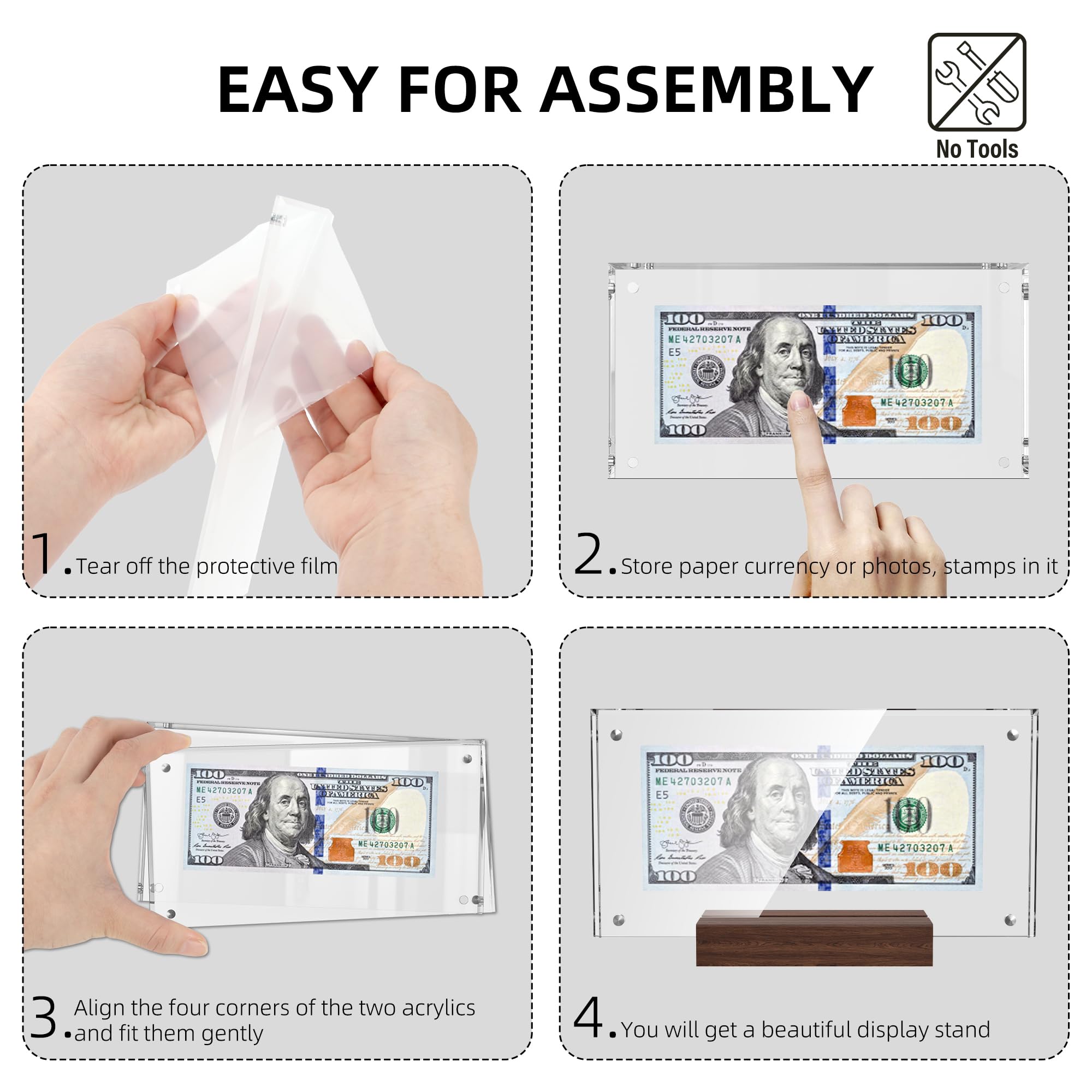 Snapklik.com : PONNOR Dollar Bill Frame,Acrylic Currency Display Holder