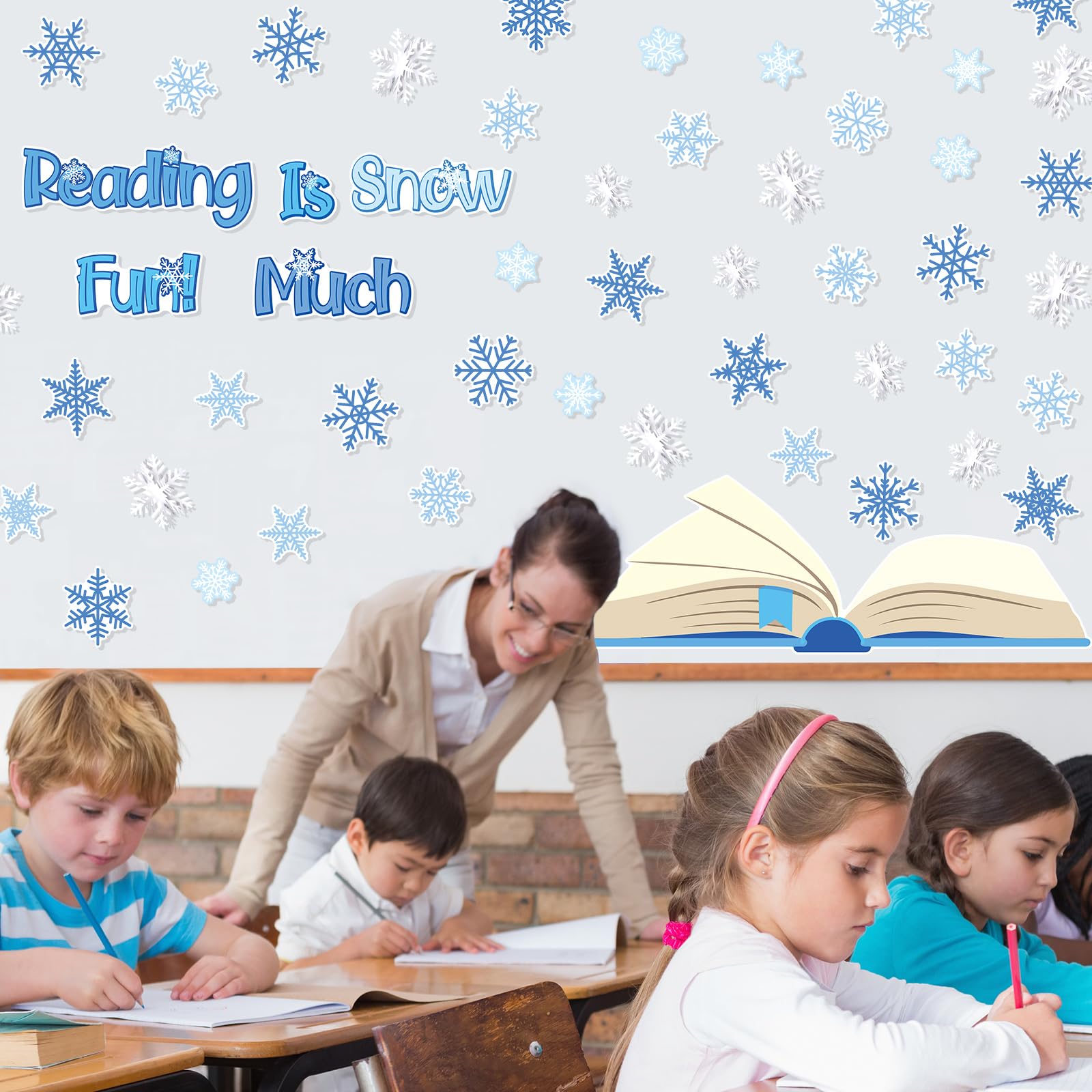 Snapklik.com : 78 Pcs 3D Snowflake Bulletin Board Cutouts Set Winter ...