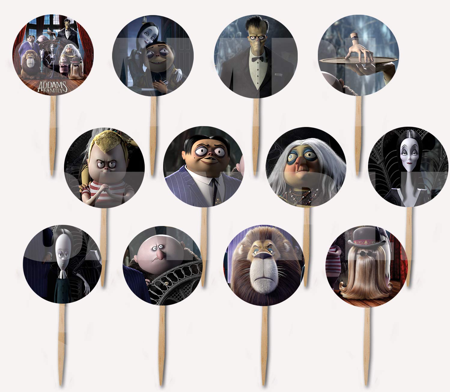Party Over Here Addams Family Cupcake Picks Cake Toppers -12 Pcs ...