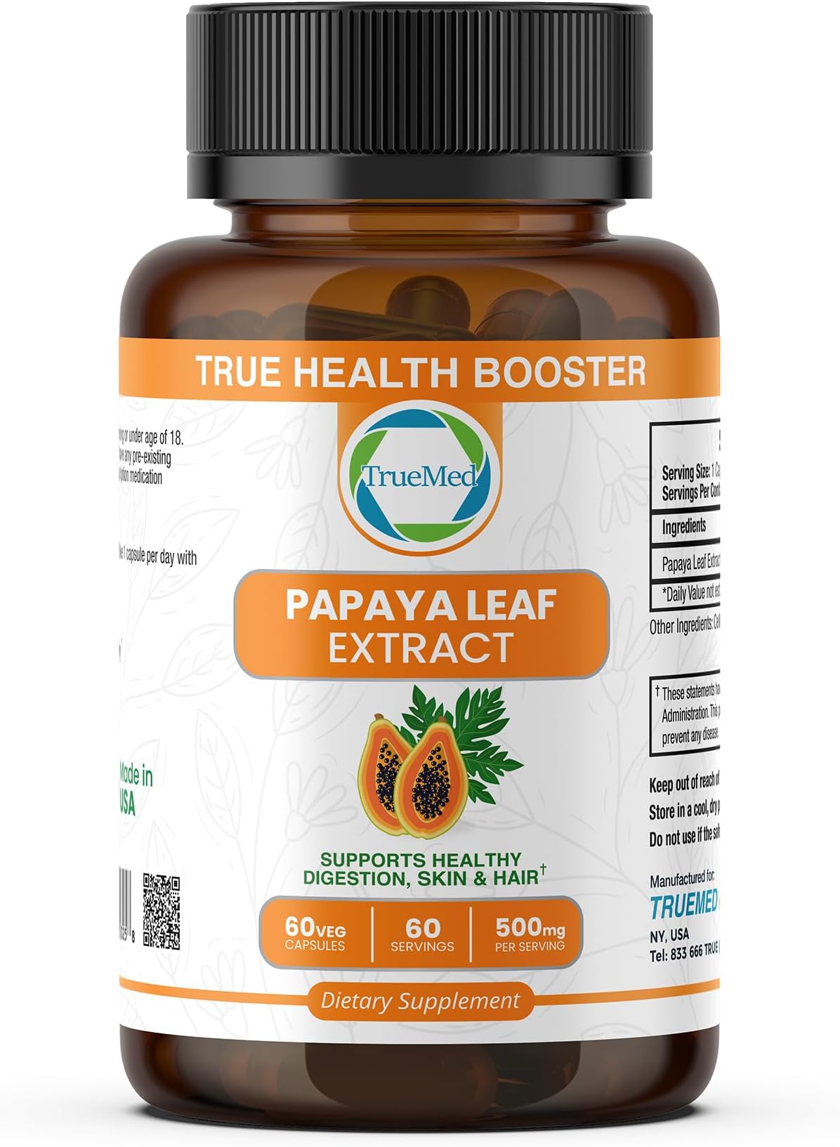 Amazon.com: Papaya Leaf Extract 500 mg for Hair, Skin with 4X Extra ...