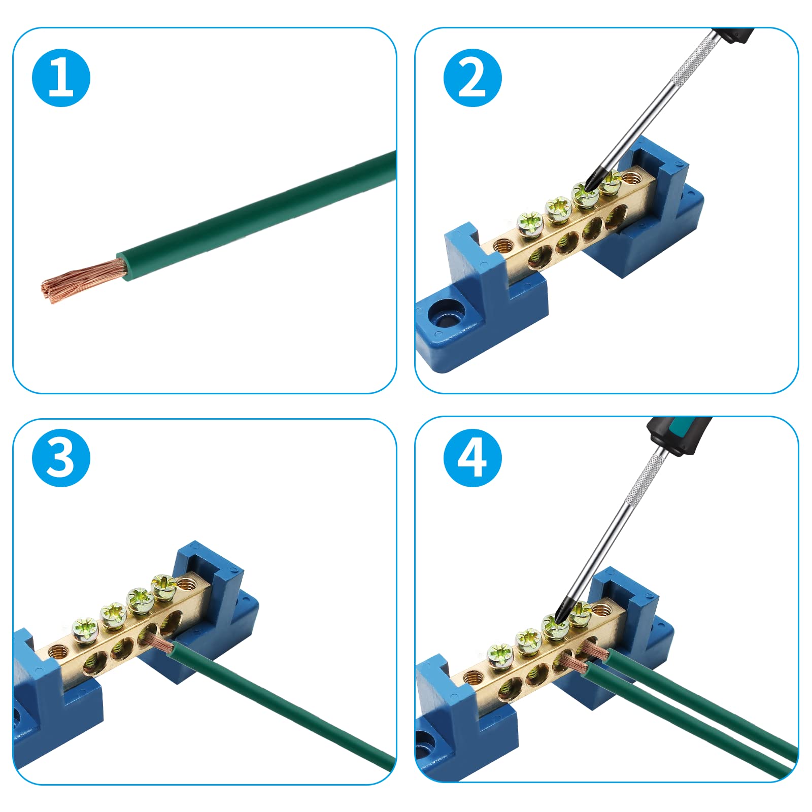 Terminal Block Blue Terminal Bus Bar 10 Positions Screwcheerful Brass ...