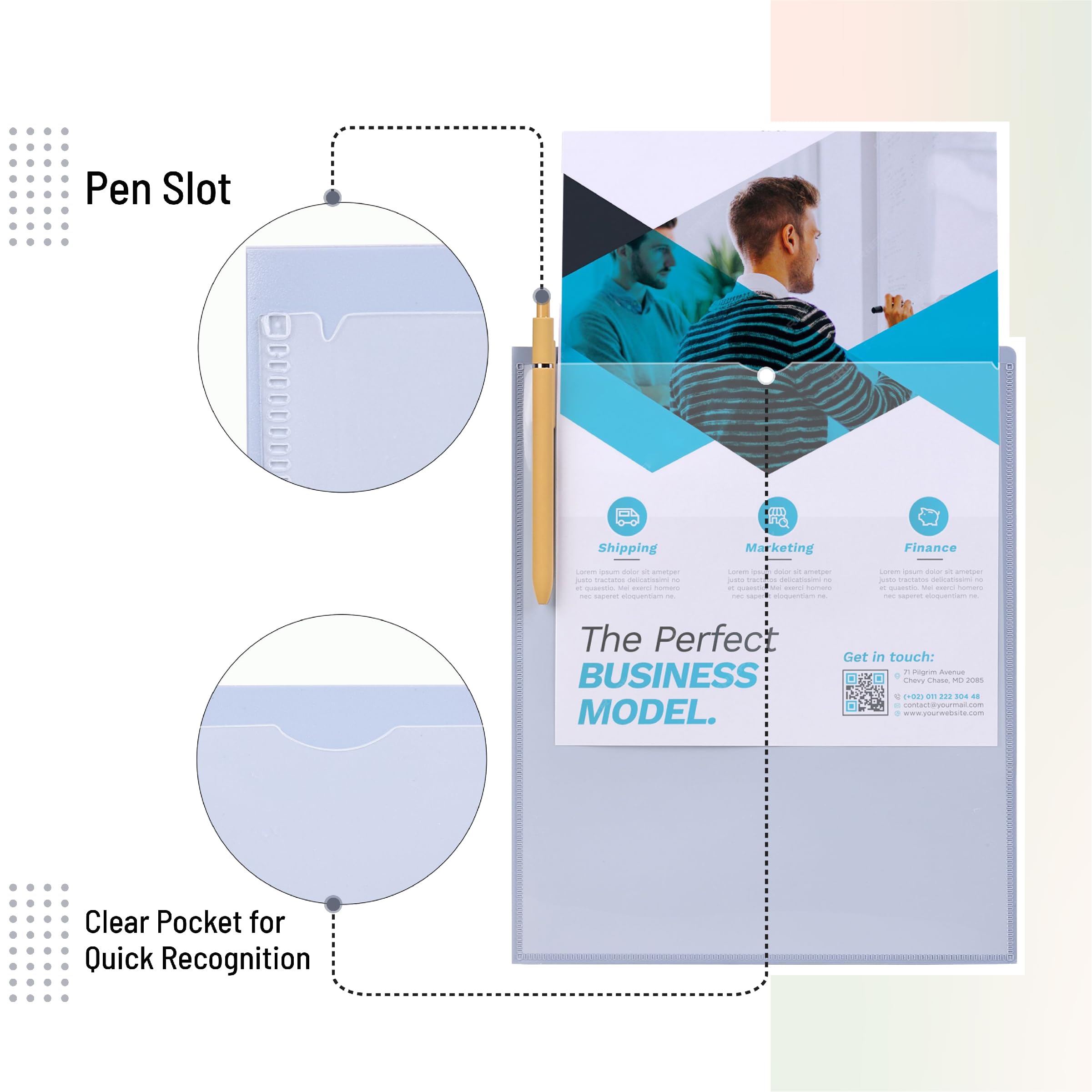 Colorful Office Organization Folders Mr. Pen 2-Pocket Plastic Folders ...