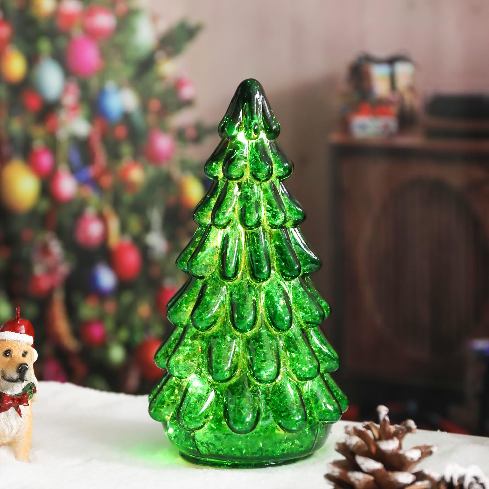 Amazon.com: Mercury Glass Christmas Tree Battery Operated Glass ...