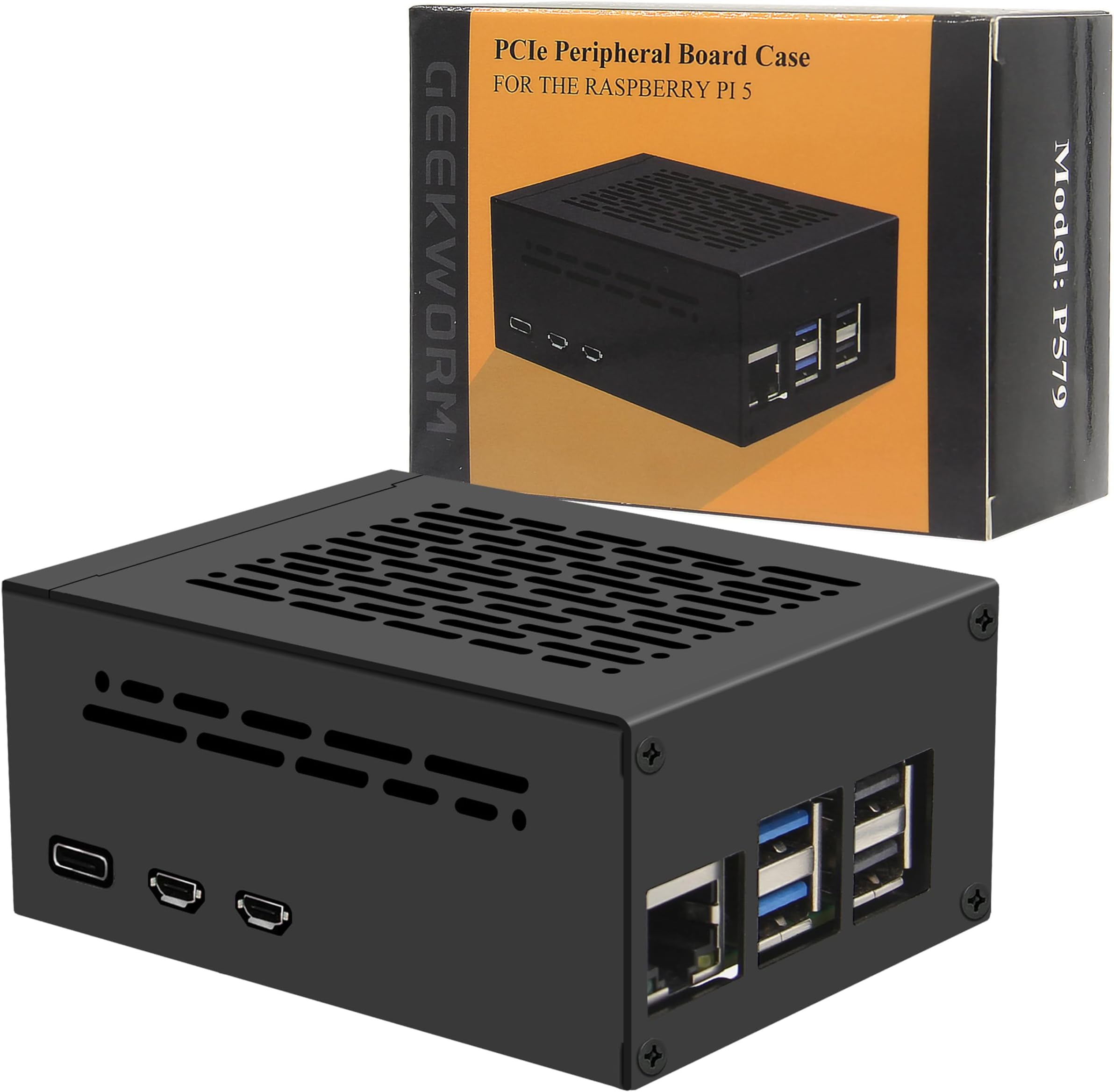 GeeekPi DeskPi Lite Pi5 Gehäuse mit Power-Taste, PCIe auf M.2 HAT ...