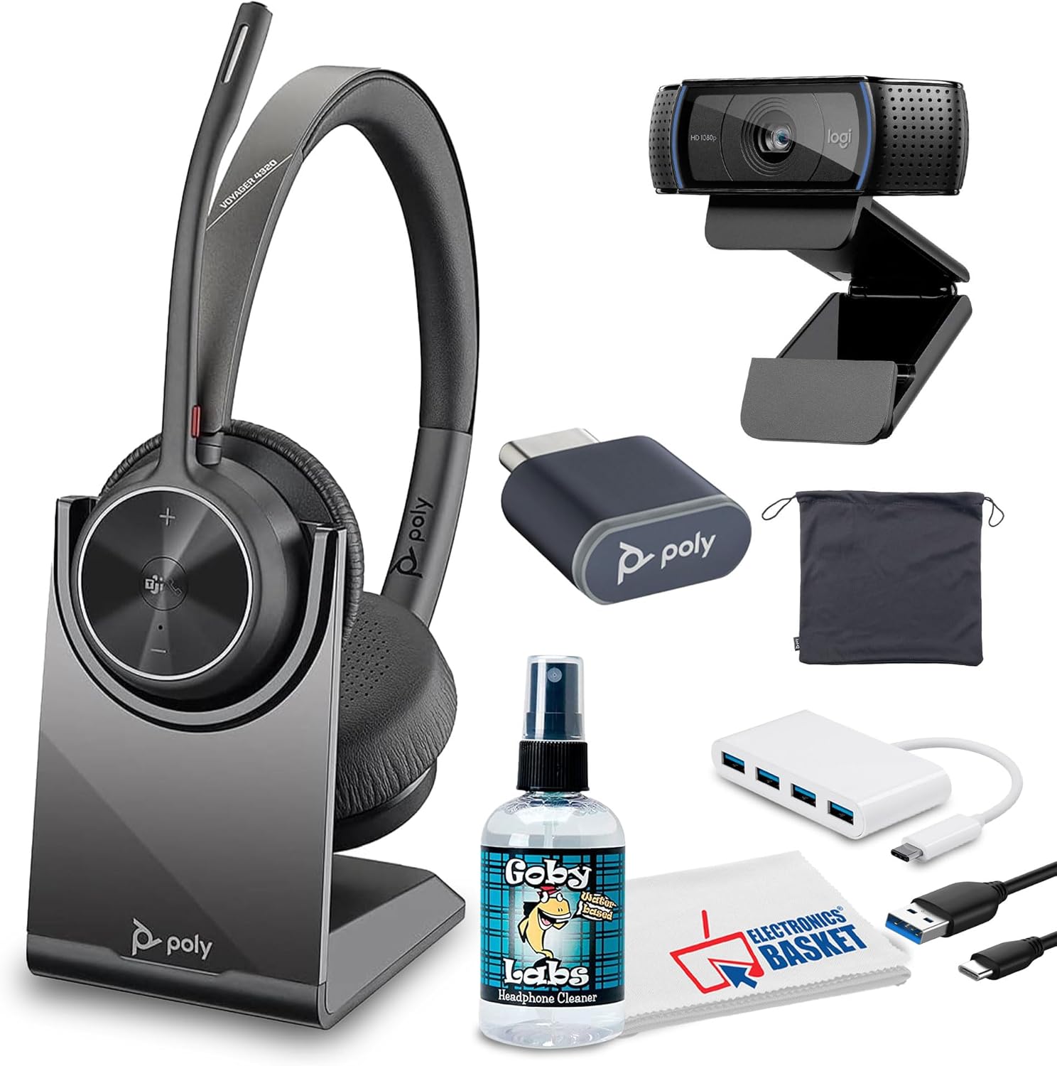 Amazon.com: Poly Voyager 4320 Bluetooth Headset with BT700 Dongle and ...