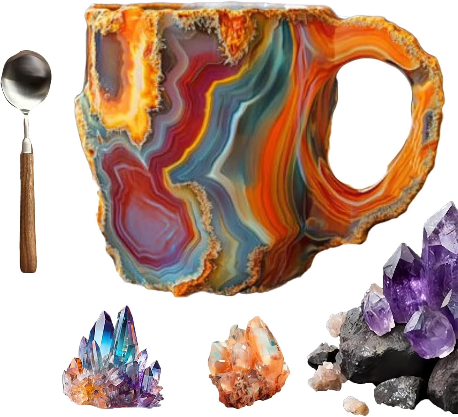 Amazon.com | Pubyfun & Grishay Geode Luxe Gem Crystal Mineral 3D Coffee ...
